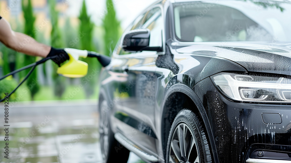 Car Wash Experience: Cleaning a Luxurious Black Car with Soapy Foam and ...
