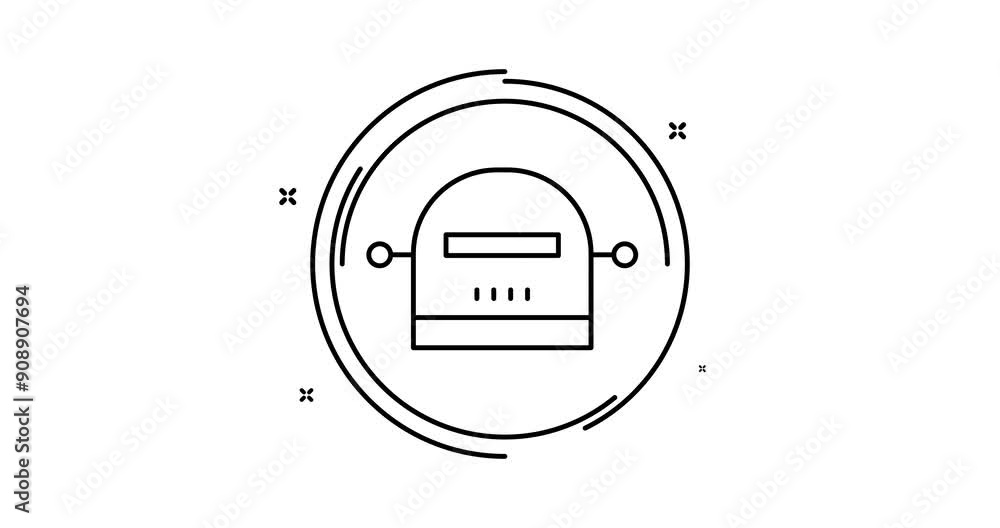Ai robot animated outline icon on white background. Artificial ...