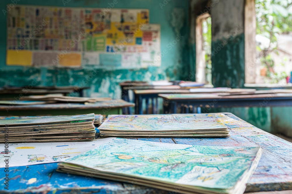 Empty Classroom A Glimpse Into A Forgotten Classroom With Stacks Of 7599