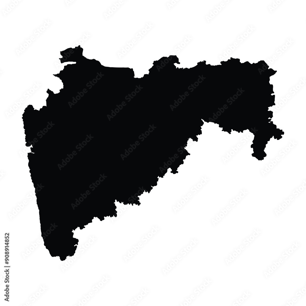 Vetor de Detailed Black Silhouette vector Illustration of Maharashtra ...