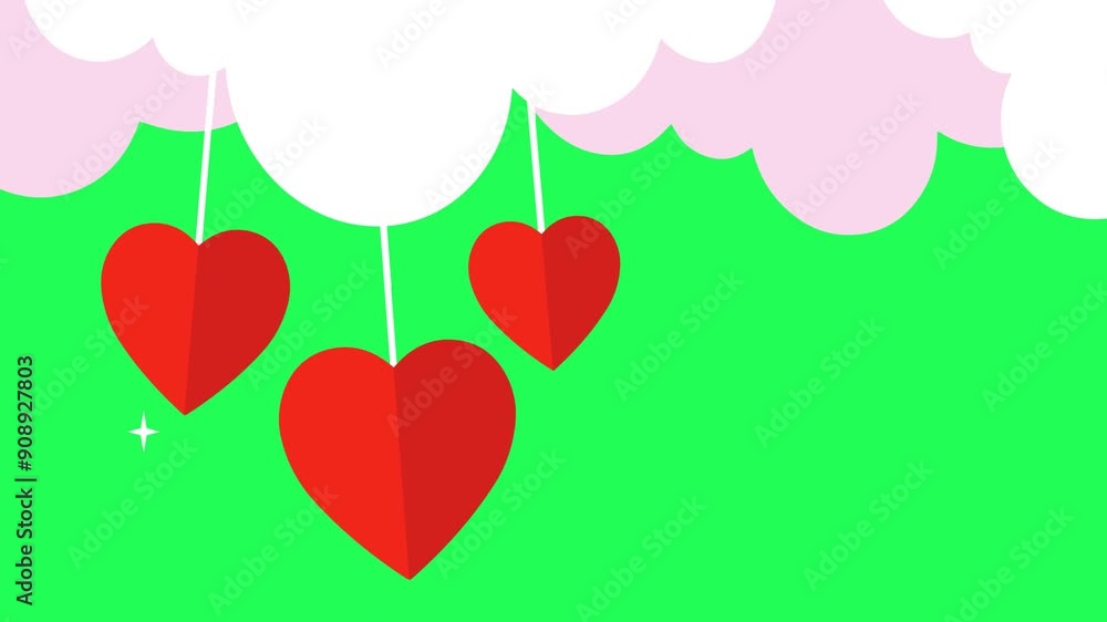 4K video Valentine's Day Footage with Heart or Love Illustration on ...