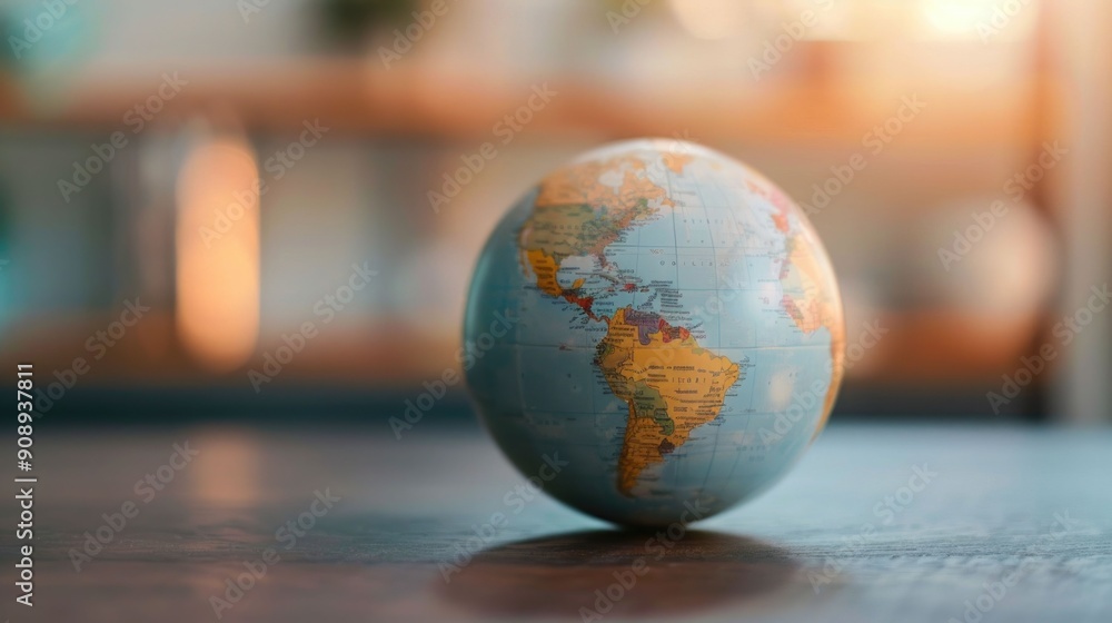 Conceptual image of a globe representing global travel insurance coverage and benefits with a ...