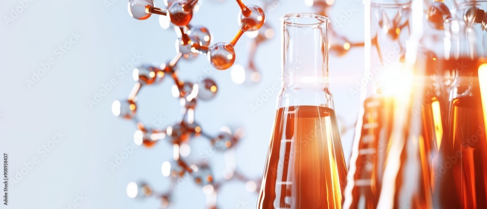 Luxury chemistry poster template with sophisticated icons of test tubes ...