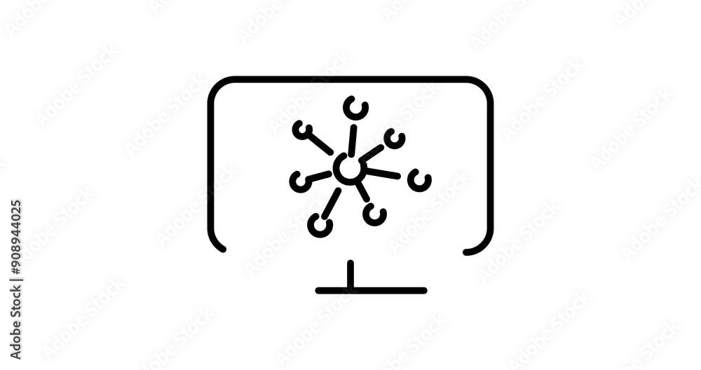 Mind map animated outline icon on white background. Mind map 4k motion ...