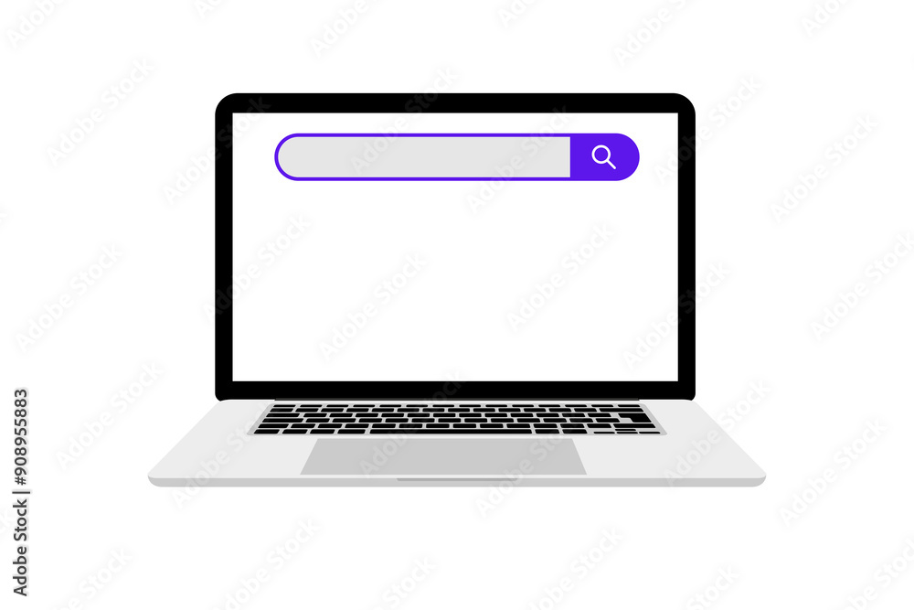 laptop screen with search bar on transparent background Stock ...