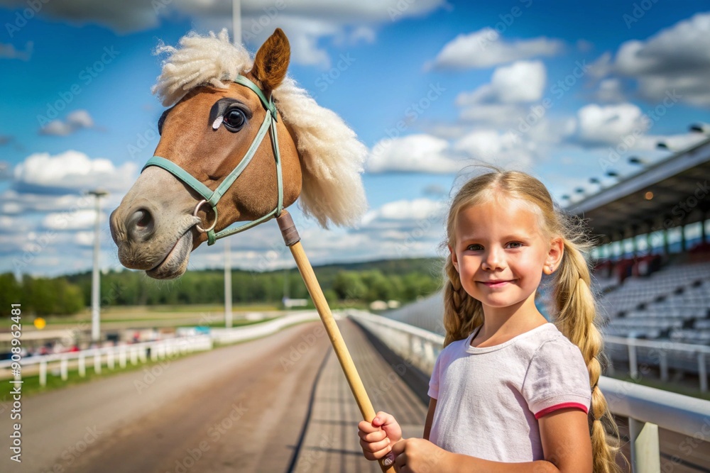 Hobbyhorsing. A new kind of sport. A stick with a horse's head to ...