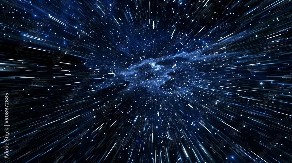 This image shows a dynamic and stunning view of outer space with stars ...