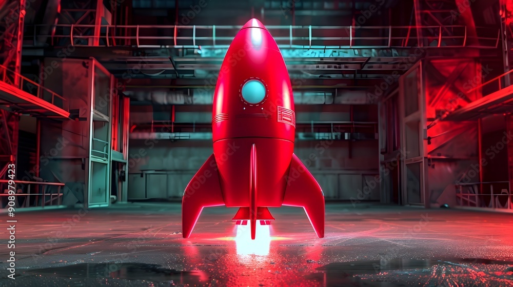 Intense red rocket s cinematic ascent captured in a high contrast ...