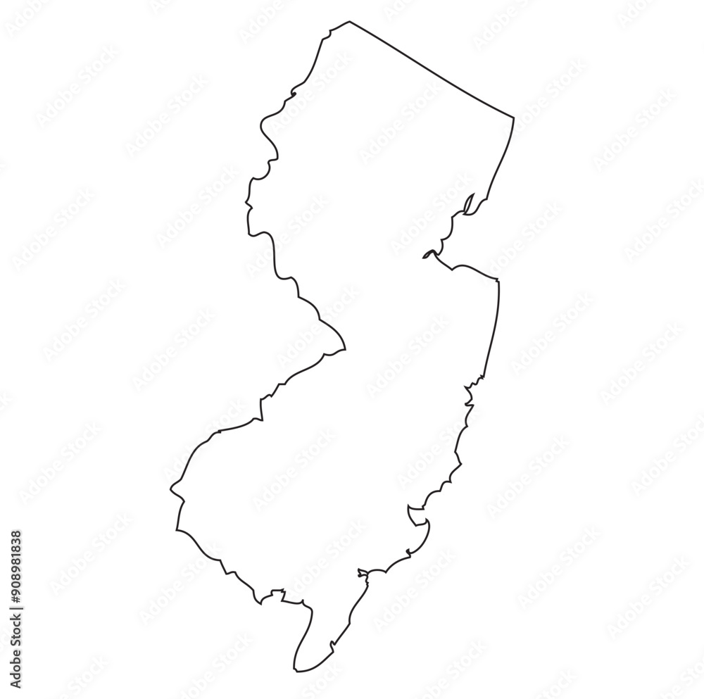 Outline of the map of the U.S. state of New Jersey Stock Vector | Adobe ...