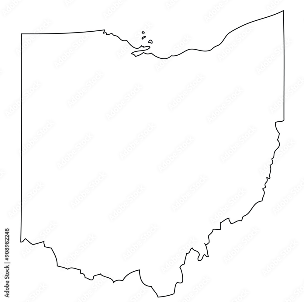 Outline of the map of the U.S. state of Ohio Stock Vector | Adobe Stock