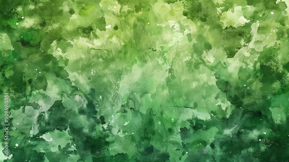 This abstract green watercolor image blends various nature hues ...