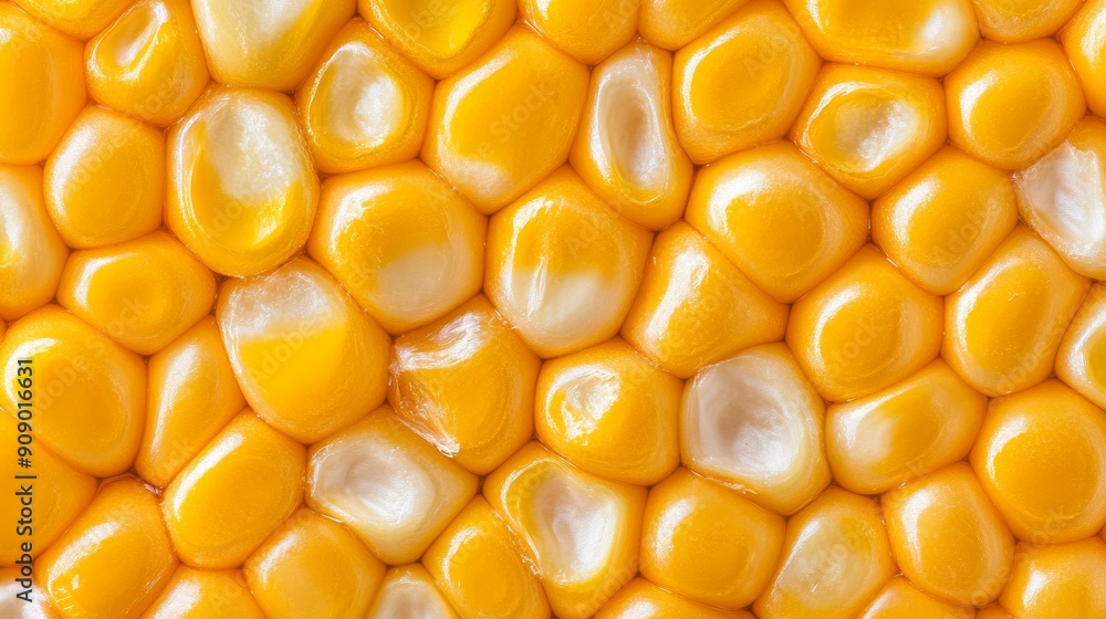 Close-up of a cross-section of sweet corn, highlighting the juicy ...