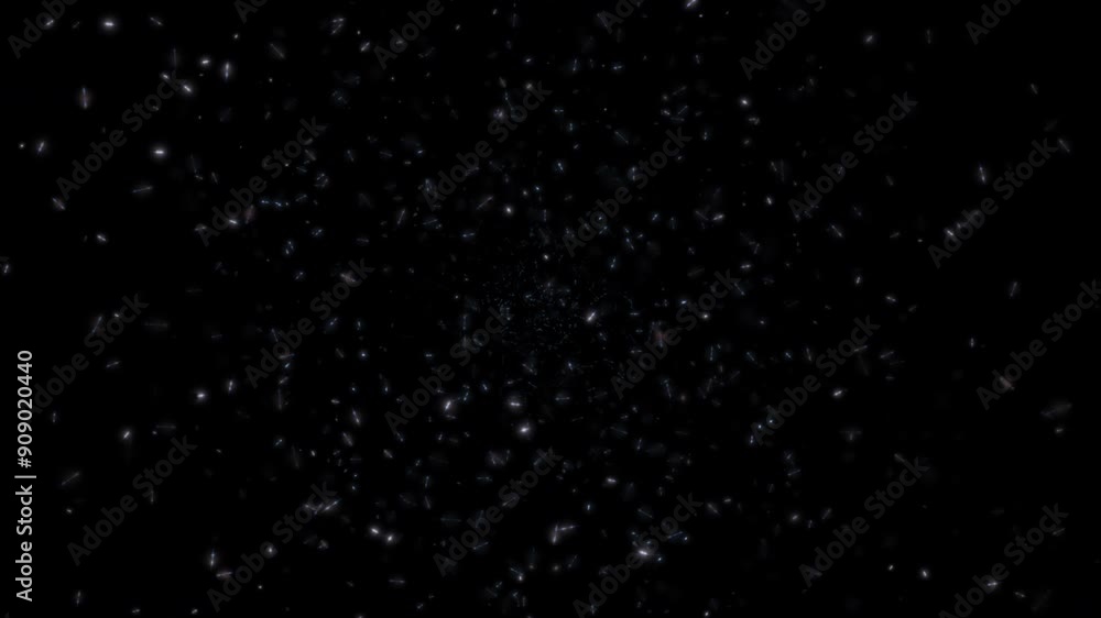 Loop glow white blue stars particles falling down animation on black ...