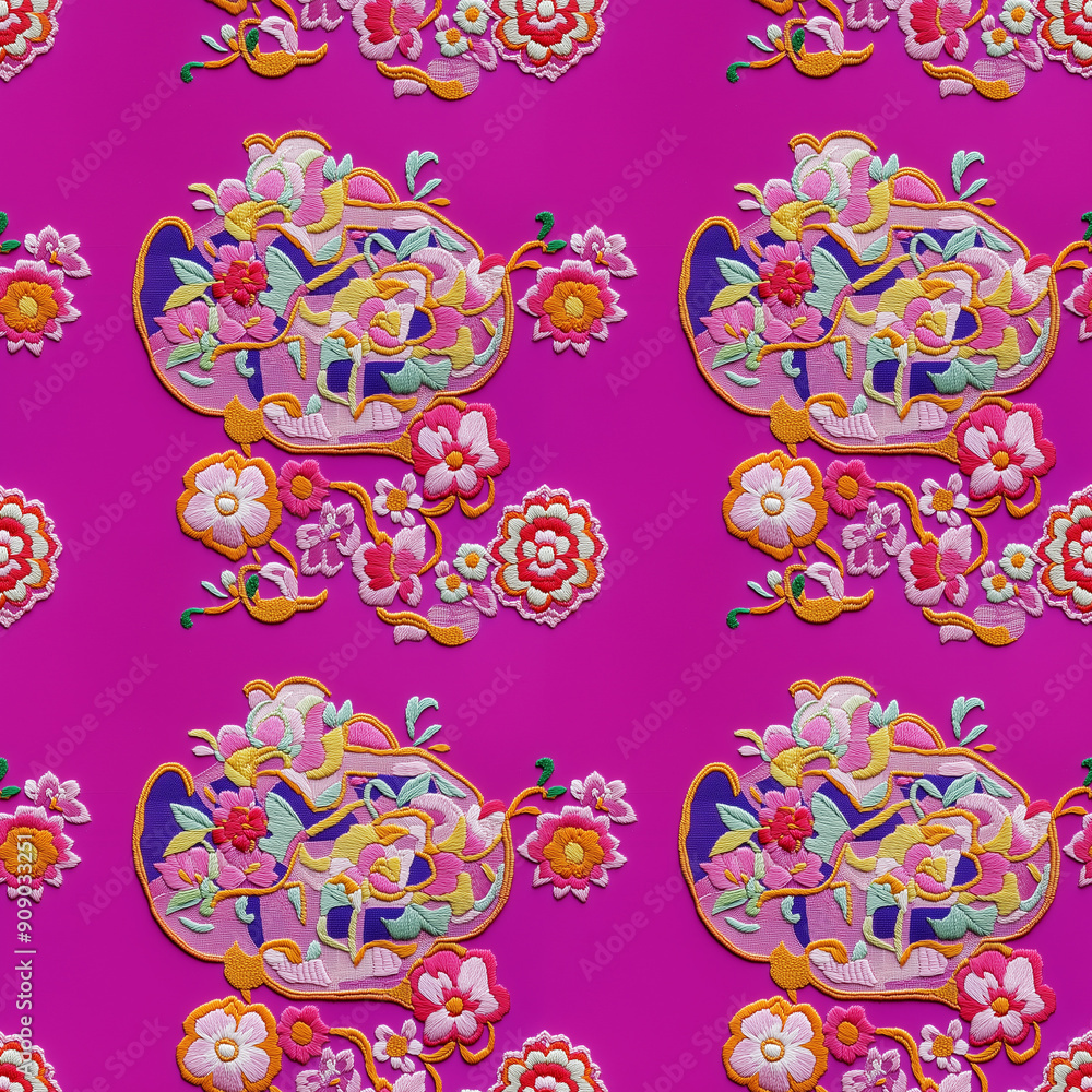 Seamless peranakan motifs, floral embroidery, seamless patterns ...