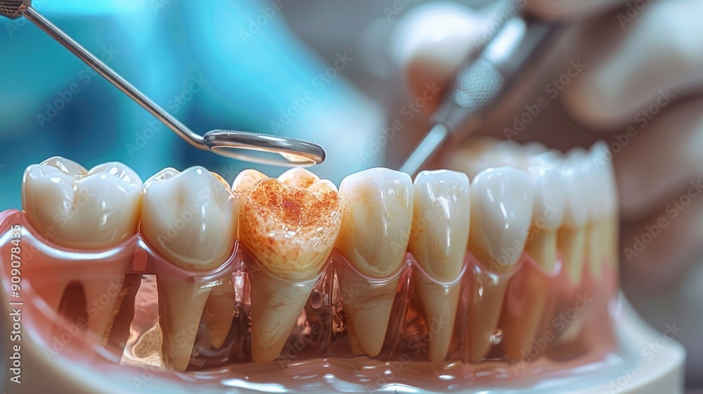 Educational illustration shows a dentist treating a cavity. The dentist ...