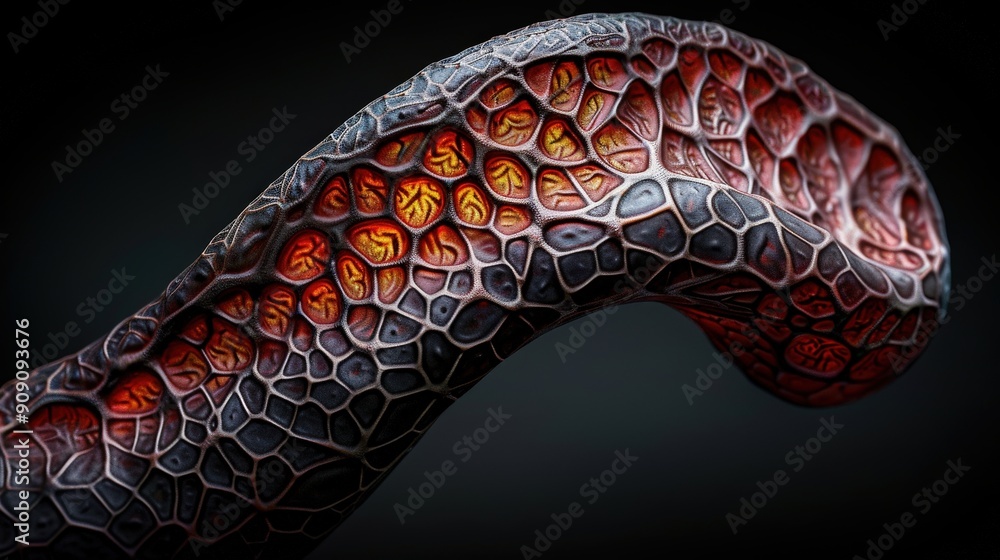 Abstract art of a monstrous tongue with eerie textures and dark colors ...