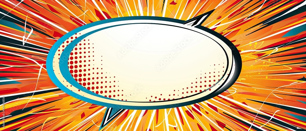 Vibrant comic book-style speech bubble with dynamic orange burst ...