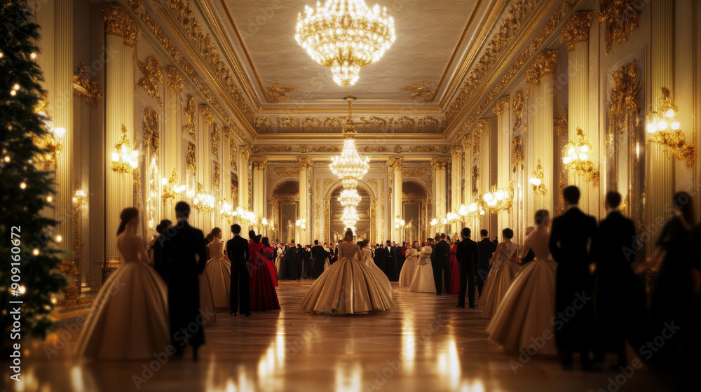 Photo & Art Print queen hosting a grand ball in an opulent palace, with ...