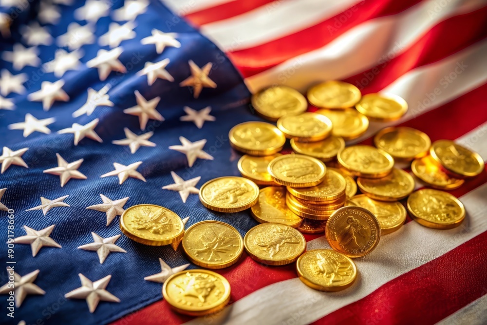 American Flag with Gold Coins: Symbol of Wealth and Prosperity - A ...