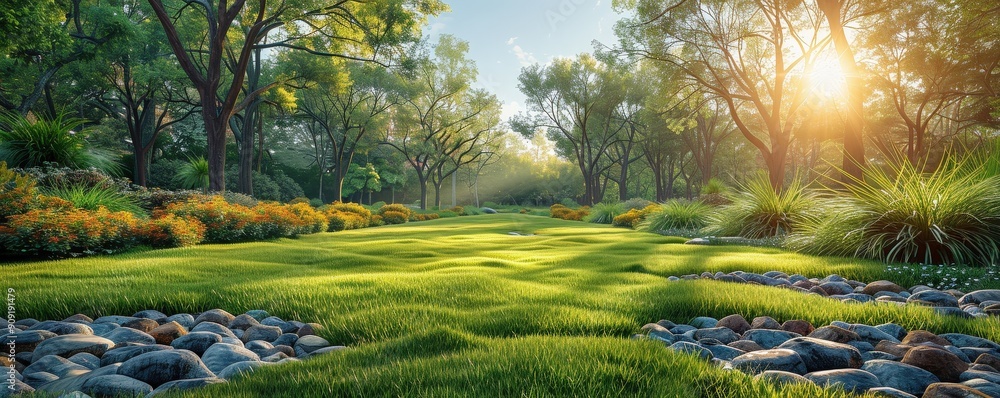 Foto de Urban park with native plant restoration and wildlife ...