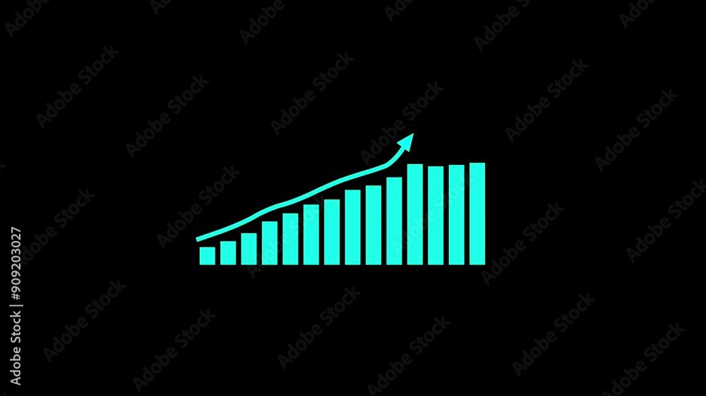 Business graph chart with upward trend animation. Abstract business ...