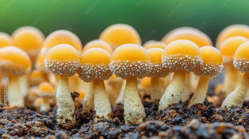 Trichoderma spores adhering to plant roots, closeup and detailed ...