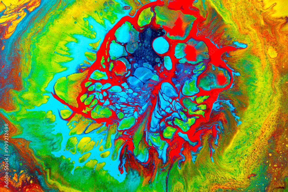 Texture created with acrylic paint with the pouring effect with vibrant ...