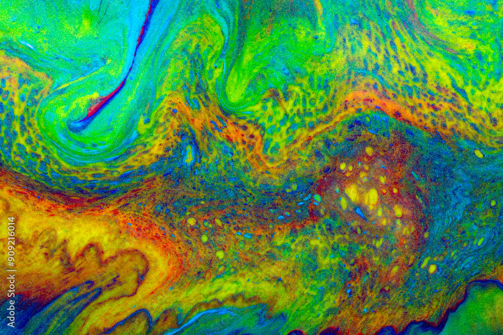Texture created with acrylic paint with the pouring effect with vibrant ...