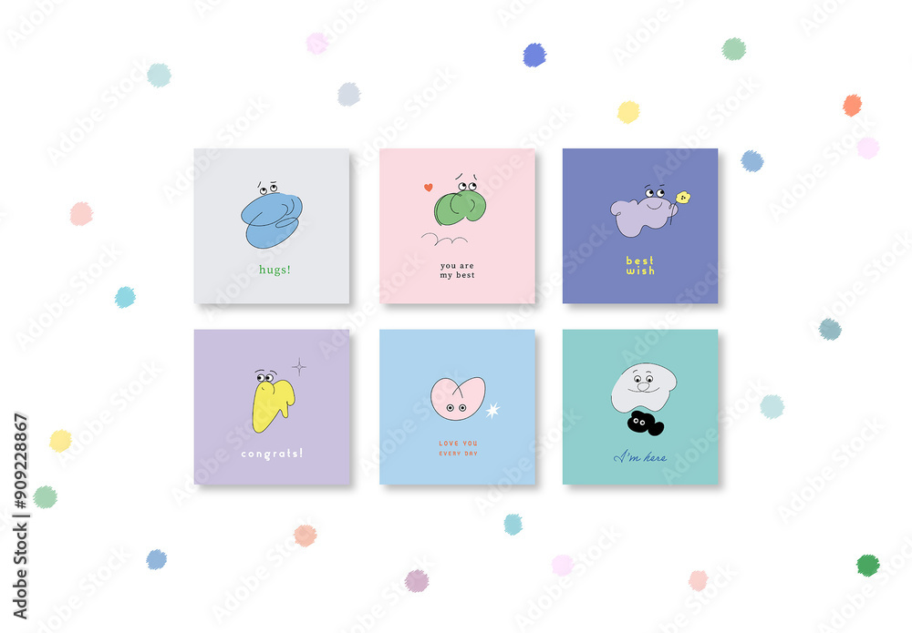 Fun Cards With Kind Words Layout Stock Template | Adobe Stock