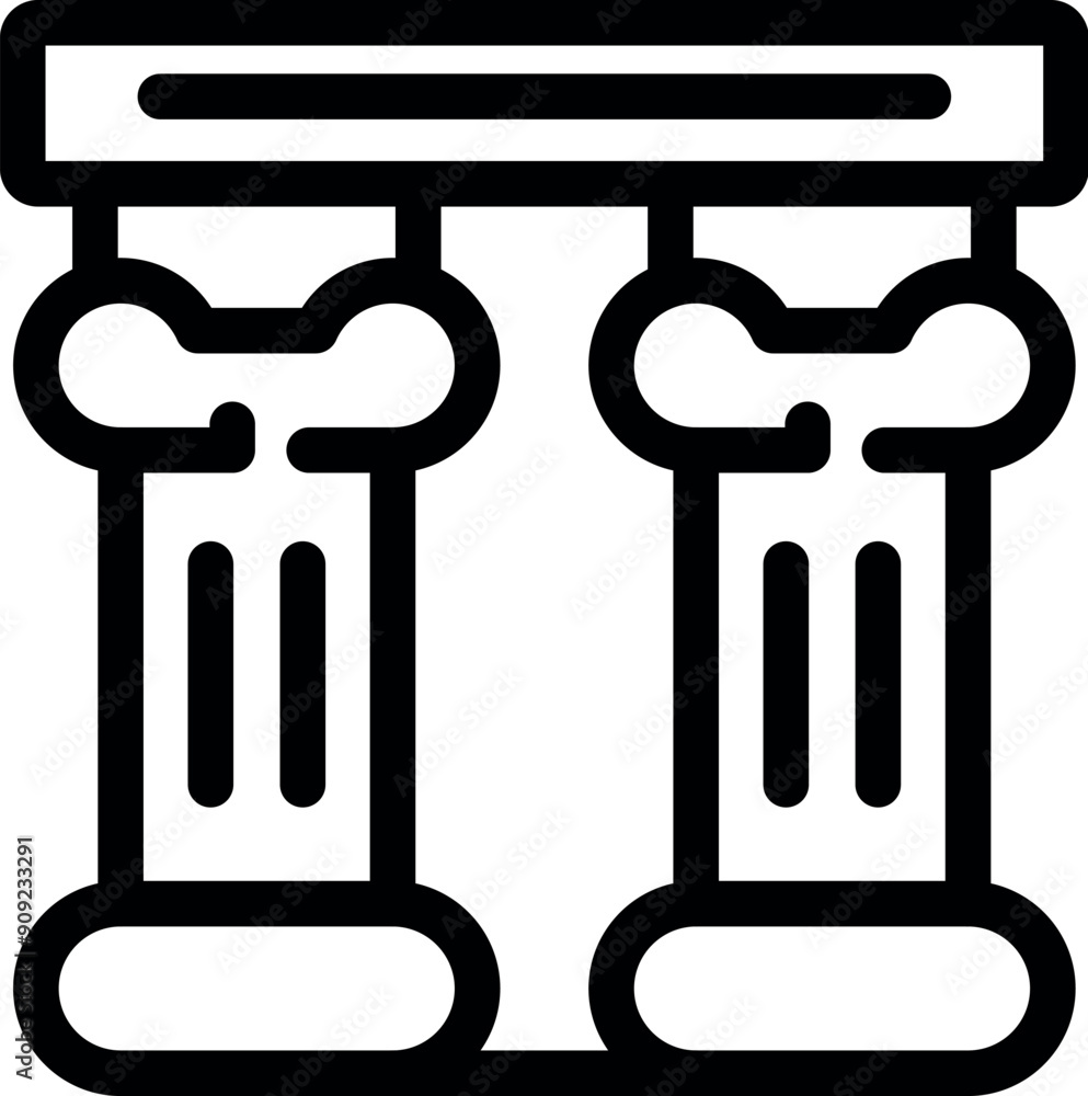 Simple bold outline icon representing classical greek ionic order ...