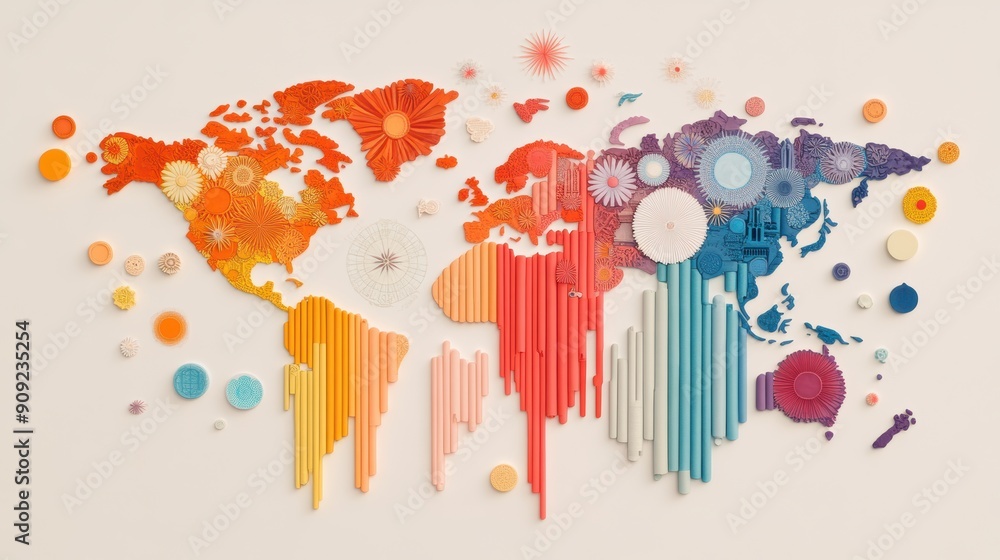 Cultural Map of World Religions, A thematic map depicting the global ...