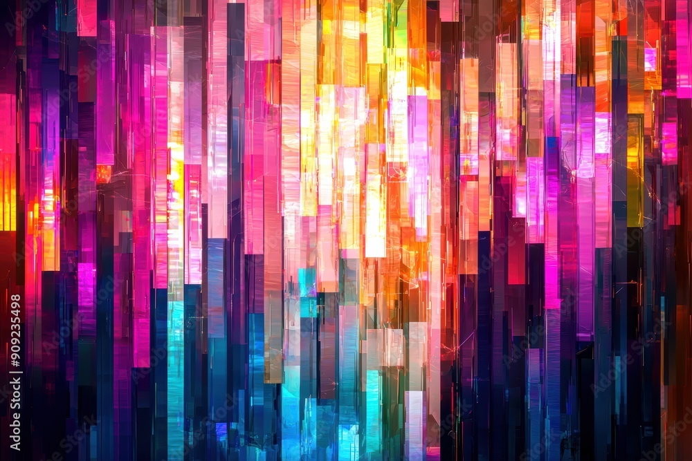 Glitchy abstract pattern with vibrant colors, displaying a mix of ...
