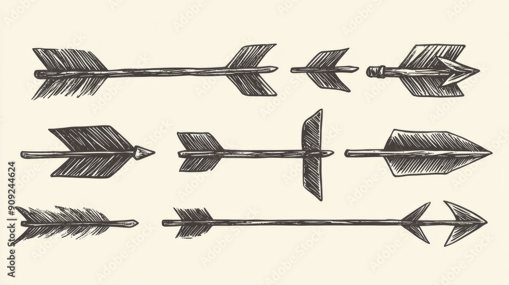 Hand-Drawn Arrow Set: Versatile Styles for Your Designs Stock ...