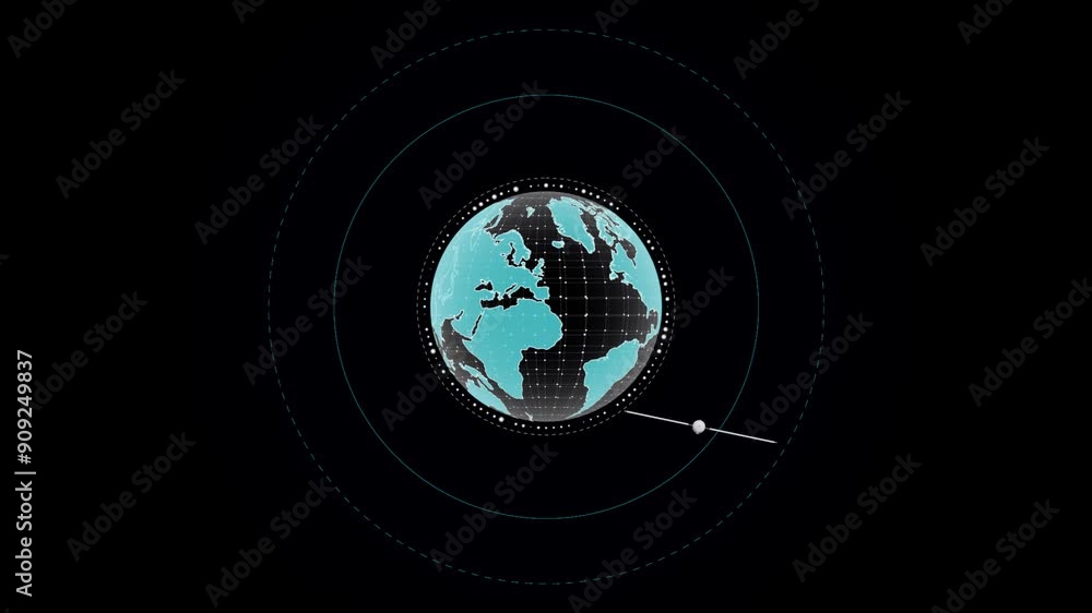 Global Network Orbit: Holographic Earth with Satellites 4K animation ...