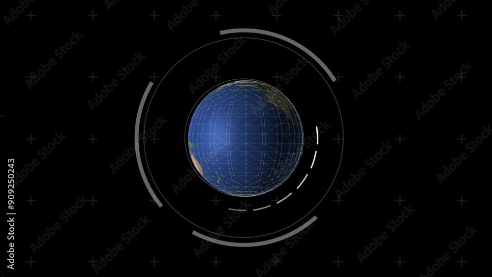 Holographic Earth Blue HUD Globe Animation 4K, Rotating Blue Hologram Globe, Global Network ...