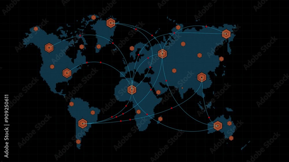 Global Network Pulse Animated World Map 4K, Dynamic World Map Animation ...