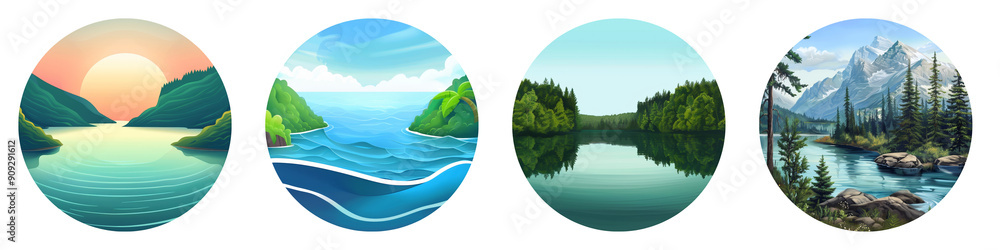 Lake clipart collection, symbol, logos, icons isolated on transparent ...