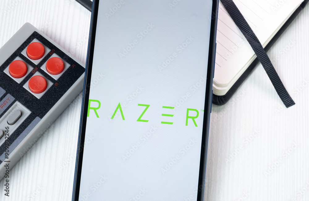 New York, USA - 1 August 2024: Razer Logo on Phone Screen, Company Icon ...