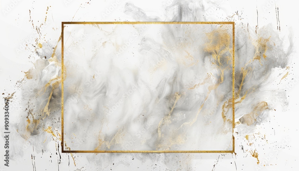 Elegant rectangle frame with a delicate gold border on a transparent ...