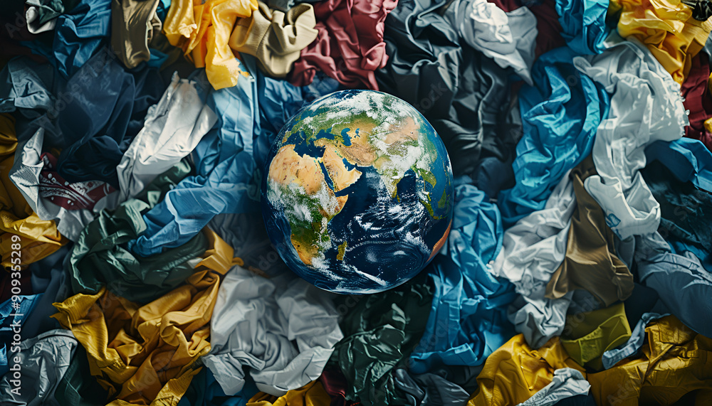 Earth littered with disposable clothes causing global textile pollution ...