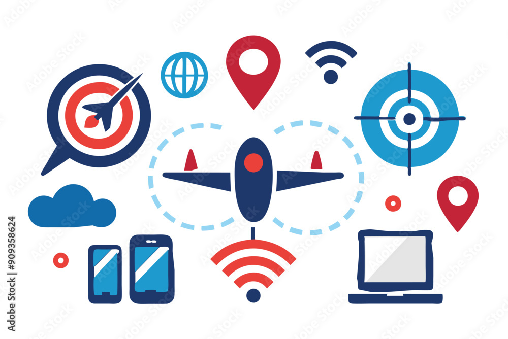 logo icons for communication media, sharing of aircraft location ...