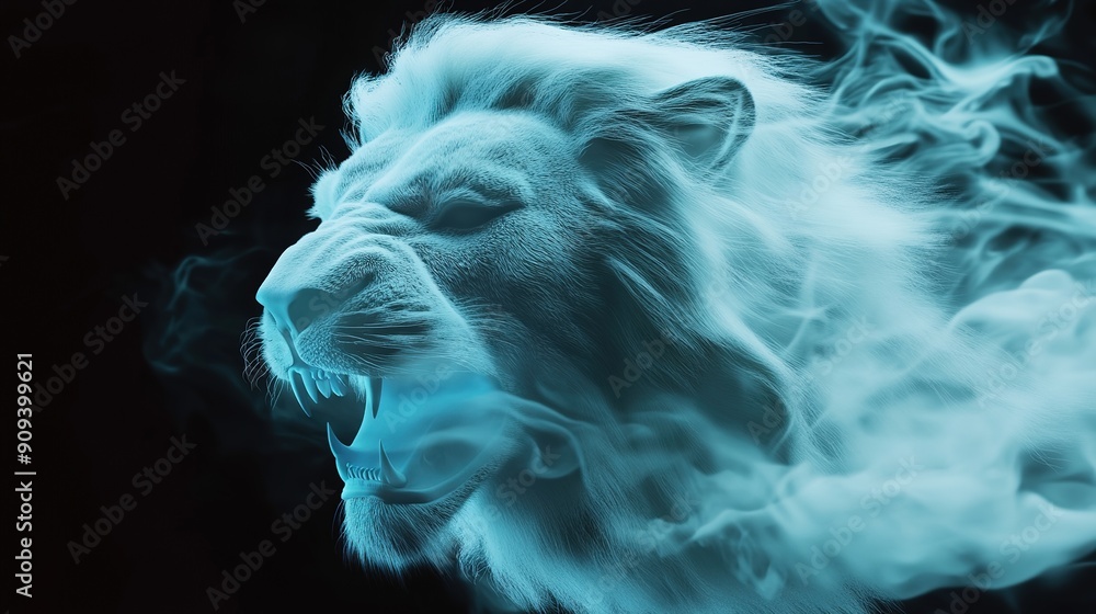 Realistic 3D Lion Spirit with Ghostly Shape: An Ethereal and Mystical ...