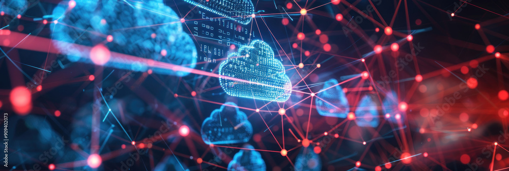 Global data exchange concept with interconnected nodes, cloud computing ...