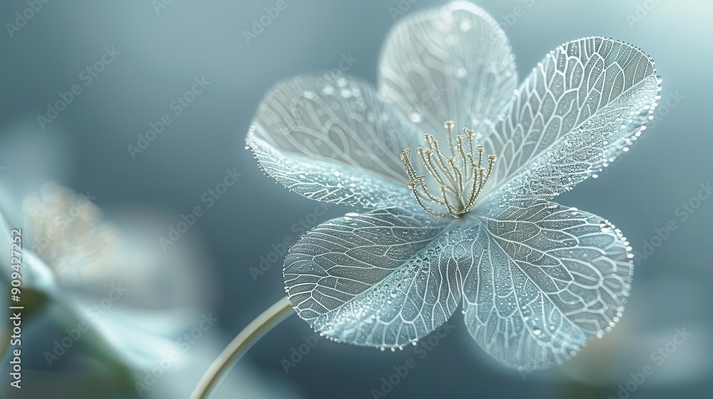 mystical fourleaf clover floating in ethereal white void intricate ...