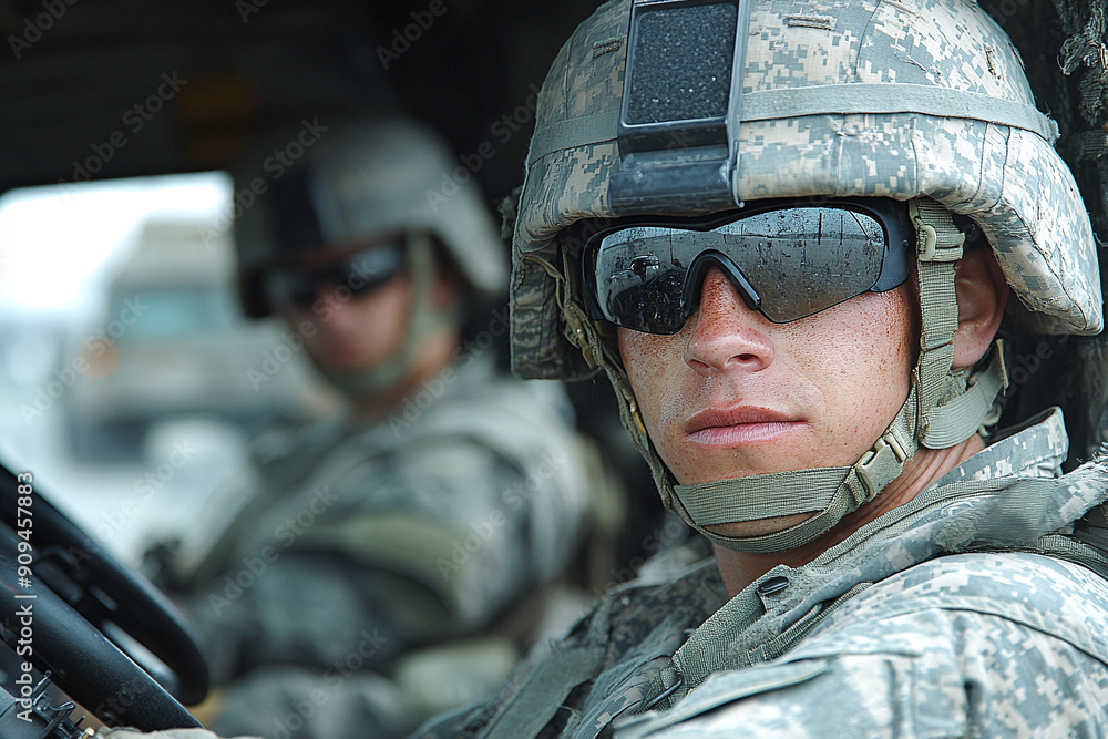 Photograph of Soldiers in a Humvee on Patrol: Featuring military ...