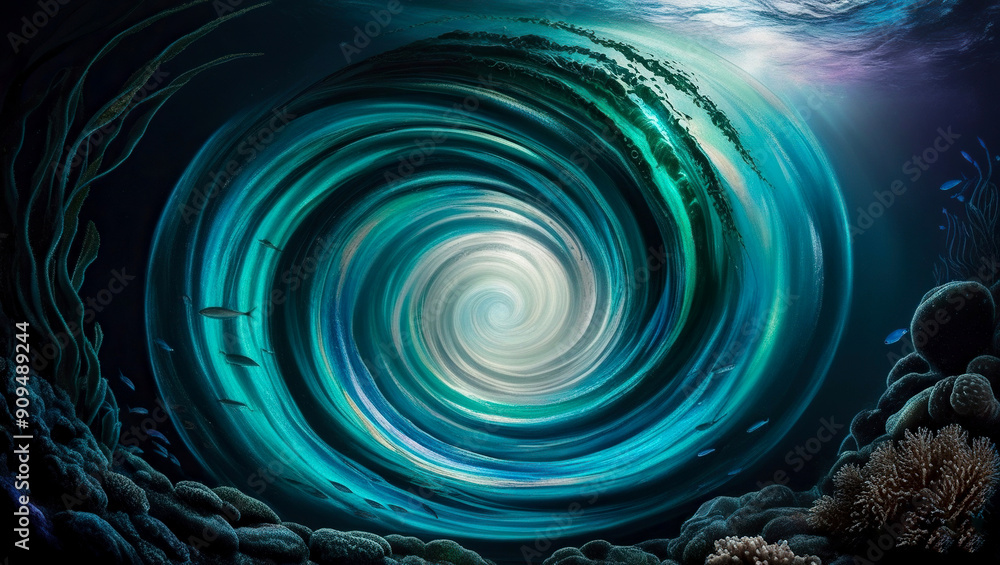 Swirling blue ocean vortex portal to another dimension, water vortex ...