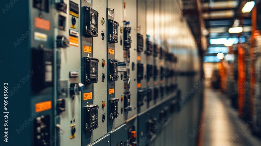 Main circuit breaker on the distribution board at the central ...