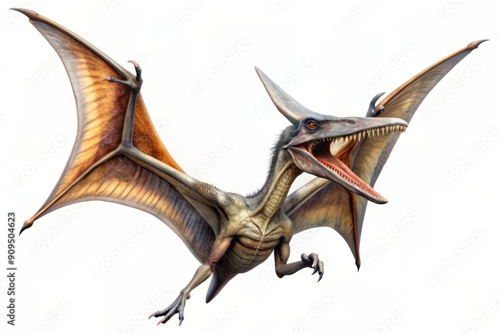 A majestic prehistoric Pteranodon dinosaur with long wings and sharp ...