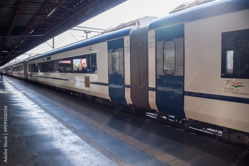 Delhi, India, June 09 2024 - Vande Bharat Express train going from ...