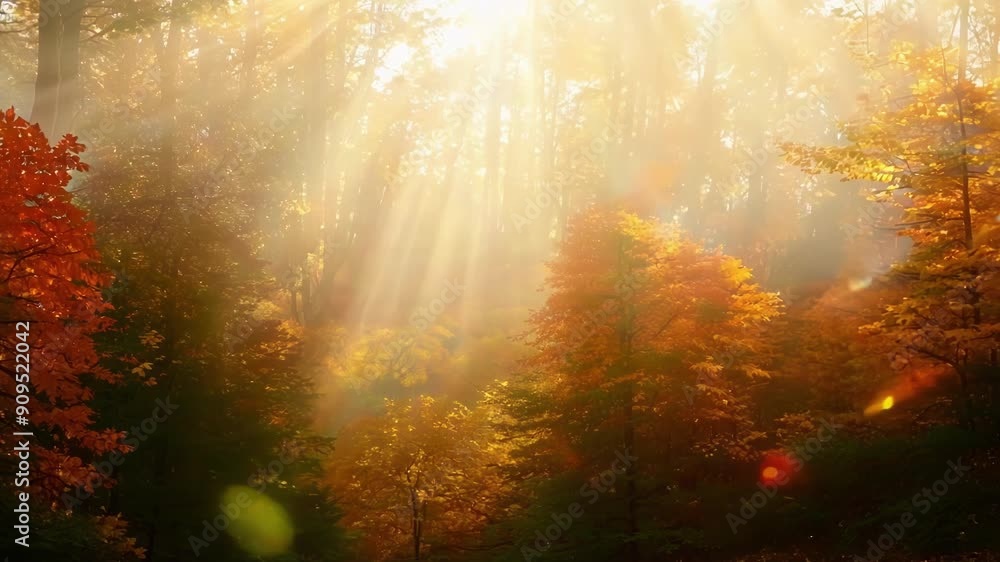 The forest is awash in warm hues with light leaks and bokeh adding a ...